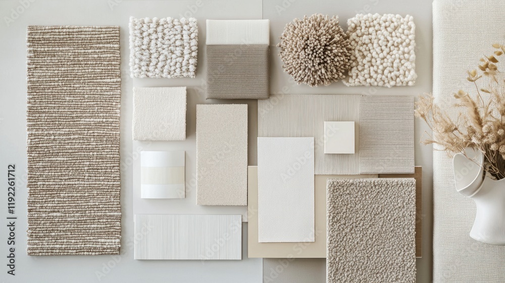 Neutral Color Palette Mood Board: Textured Fabrics and Earthy Tones for ...