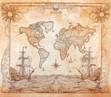 Vintage Old World Map Mermaid Free Stock Photo - Public Domain Pictures
