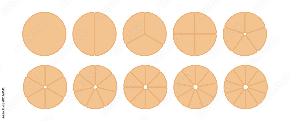 Wheel diagram divided from 1 to 10 parts, Circular diagram infographic ...
