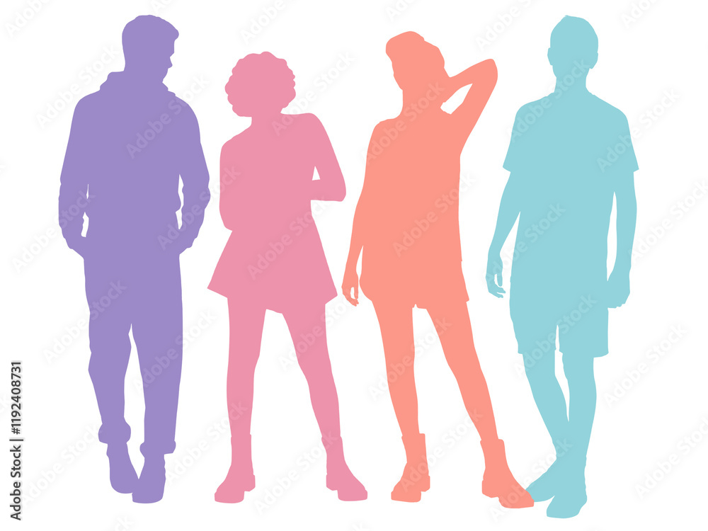 Pastel people png silhouette sticker, transparent background Stock ...