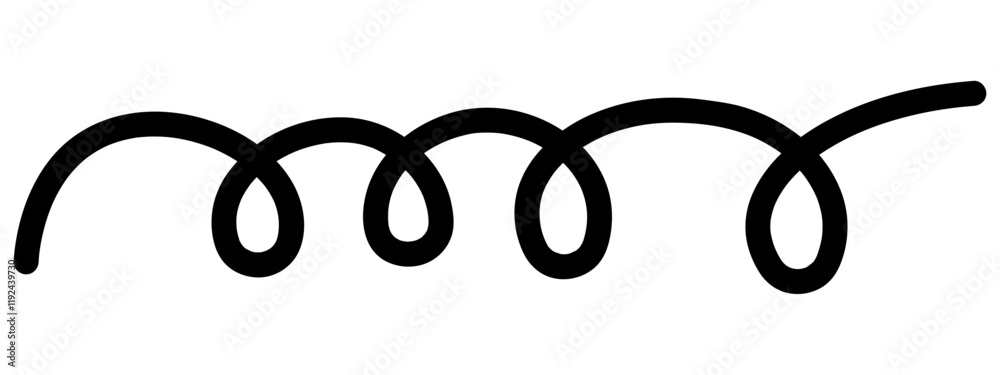 Twisted spiral spring. Sketch. Hand drawn horizontal sign. Line twisted ...
