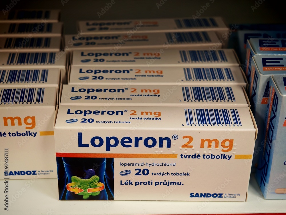 Prague,Czech Republic-January 8 2025: Loperon by SANDOZ contains ...