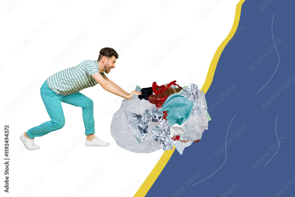 Trend artwork image composite photo collage of global warming young man ...