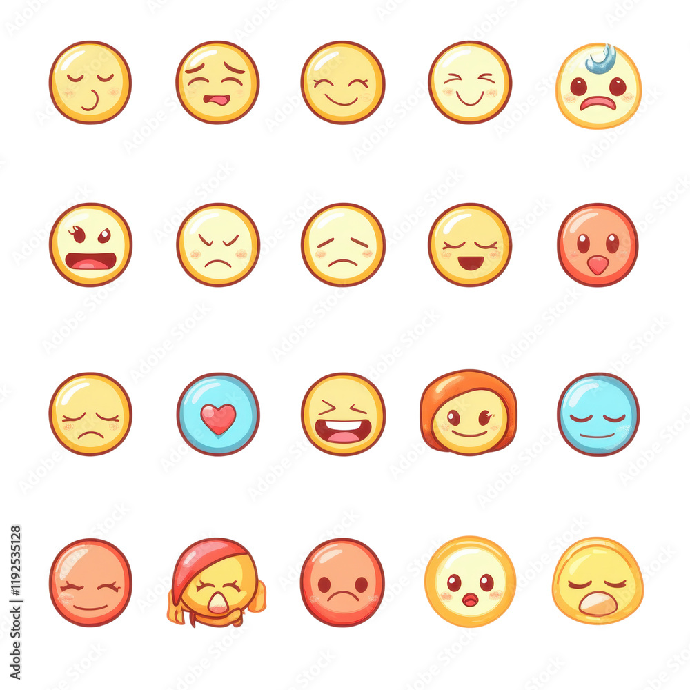 collection of emoji symbols representing various emotions, including ...