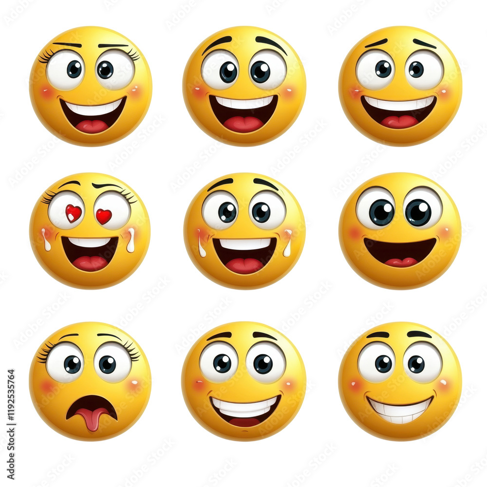 Happy emojis expressing various emotions like joy, love, and surprise ...