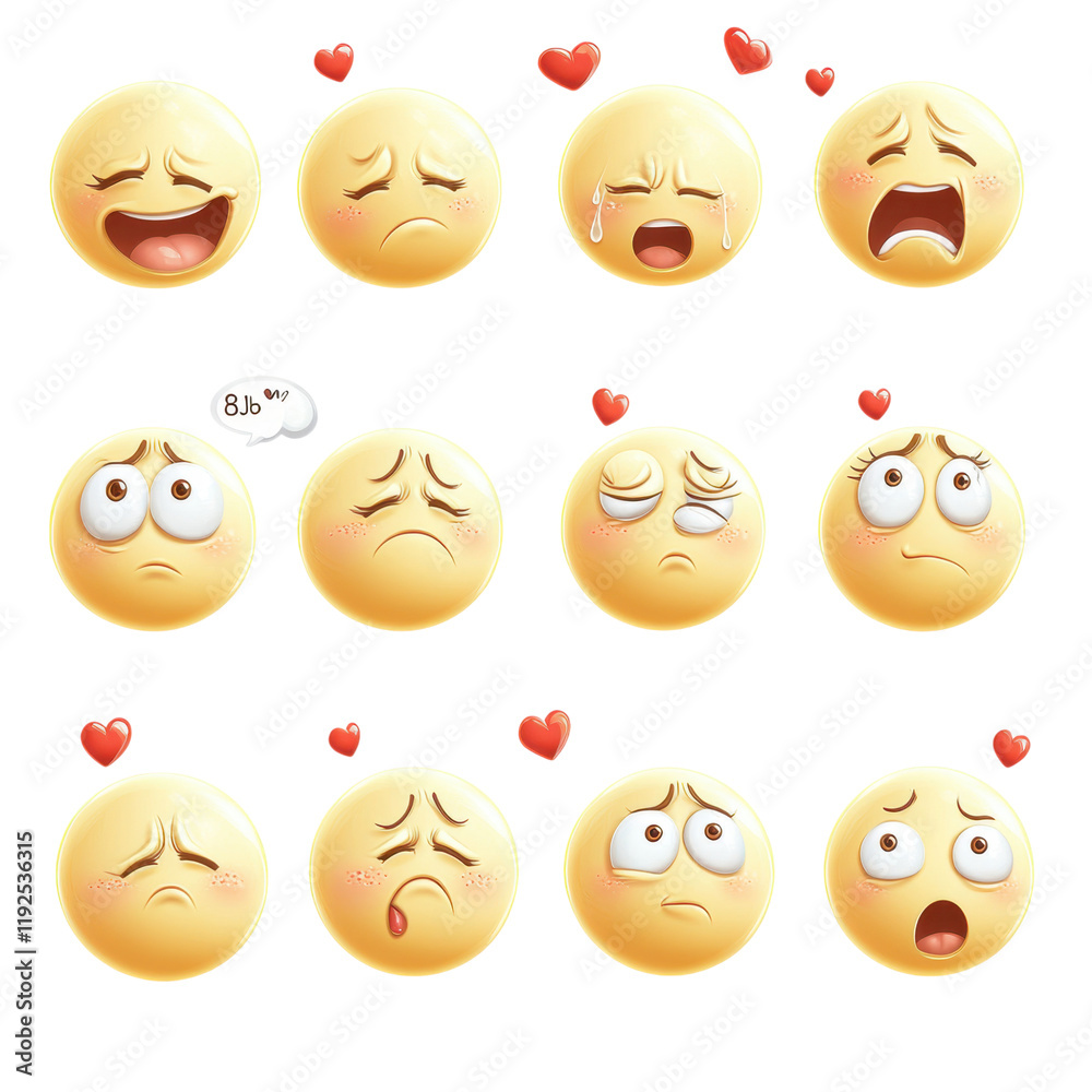 set of emoji symbols displaying various emotions such as happiness ...