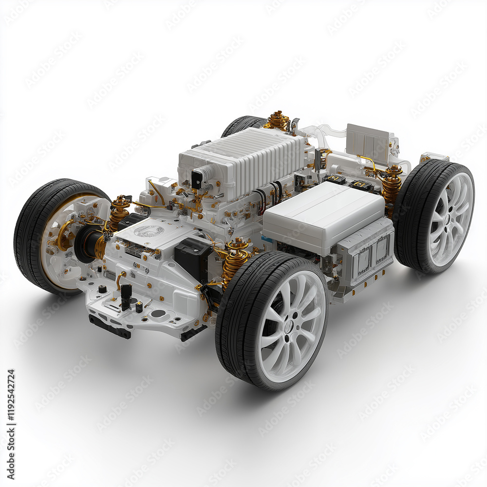 Electric vehicle engine powertrain innovation design. A compact ...