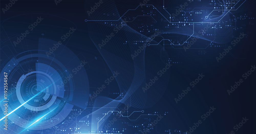 Digital electric circuit circle background.Image electric circuit on ...