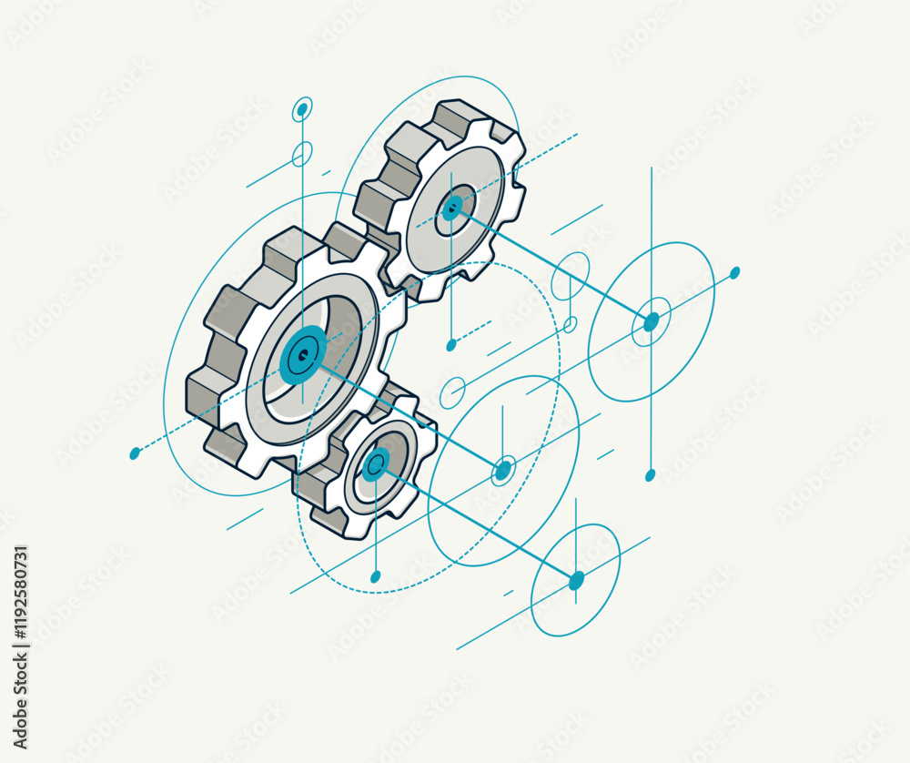 Invention renovation and development concept, gears and cogs with cad ...