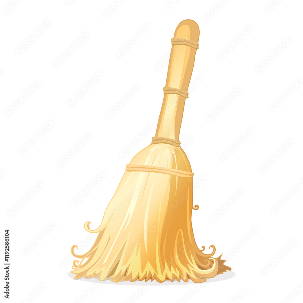 vector cartoon object illustration. Natural broom (besom). Clip art ...