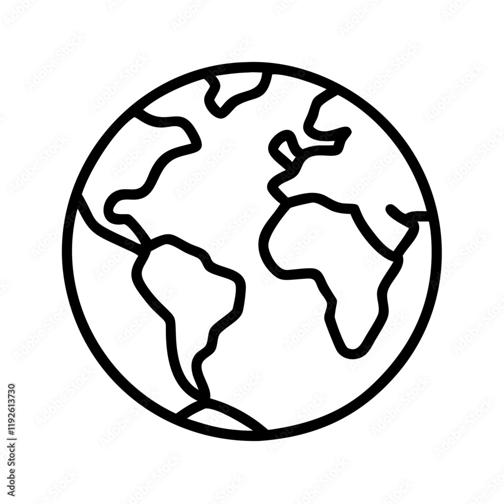 world map icon, world map line art - simple line art of world map ...