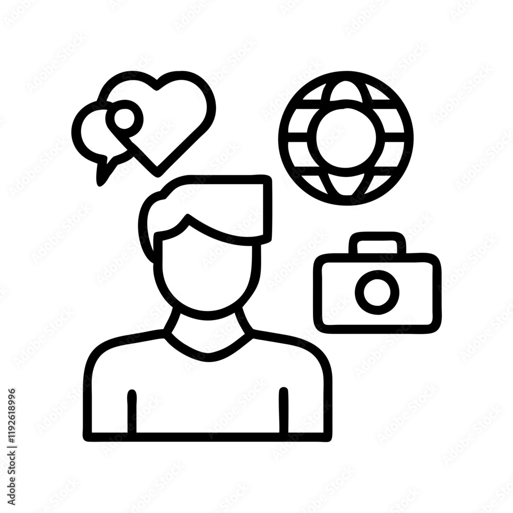 Praca wektorowa bez tantiem: travel influencer icon, travel influencer ...