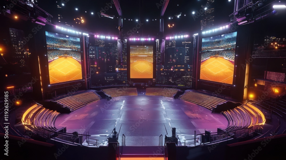 Spectacular Arena Stage with Giant LED Screens Displaying Dynamic ...