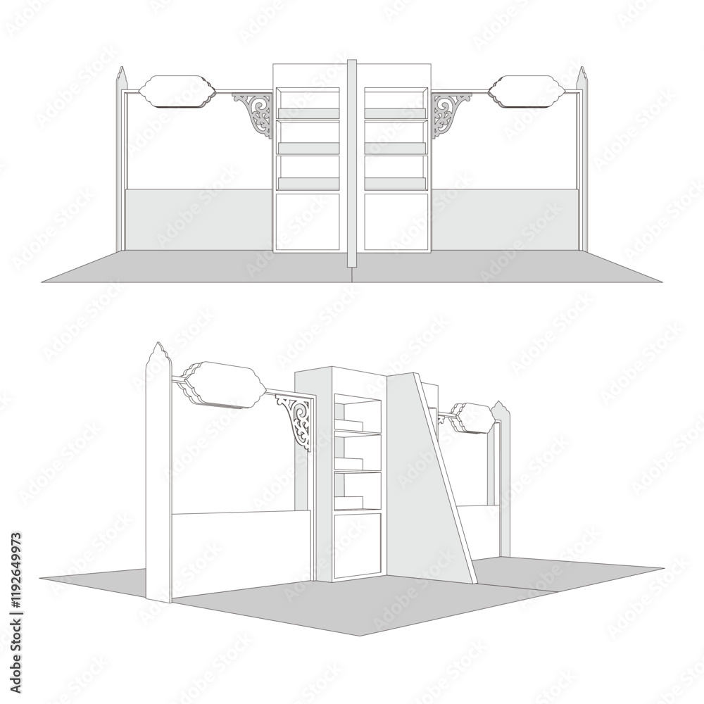 3d booth 3x3 m 4 set ramadan islamic ornament decoration style with ...