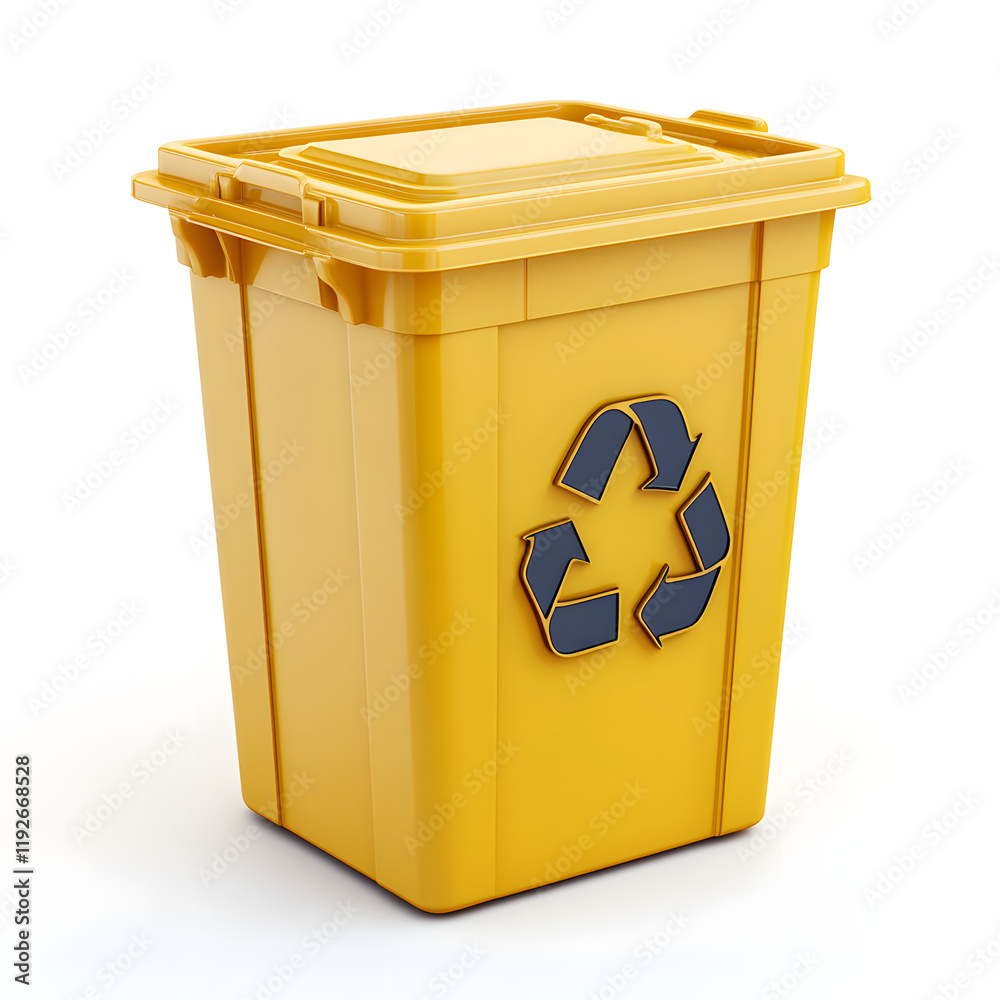 Contenedor amarillo de reciclaje de plasticos y embalajes aislado sobre ...