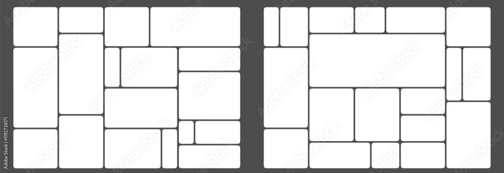 Photo layout bento mosaic ui design. Dashboard pattern, collage poster ...