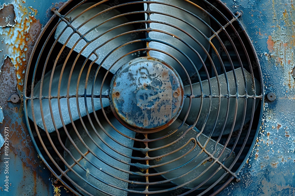 Rusty old industrial fan is showing signs of age and corrosion Stock ...