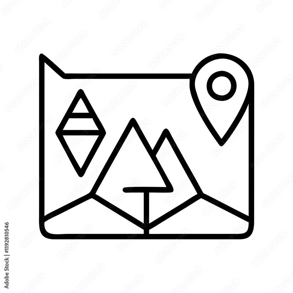campground map icon, campground map line art - simple line art of ...