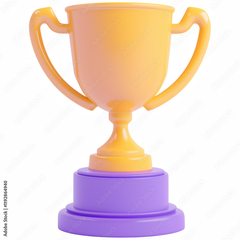 Bright 3D trophy icon designed with distinctive colors and simple ...