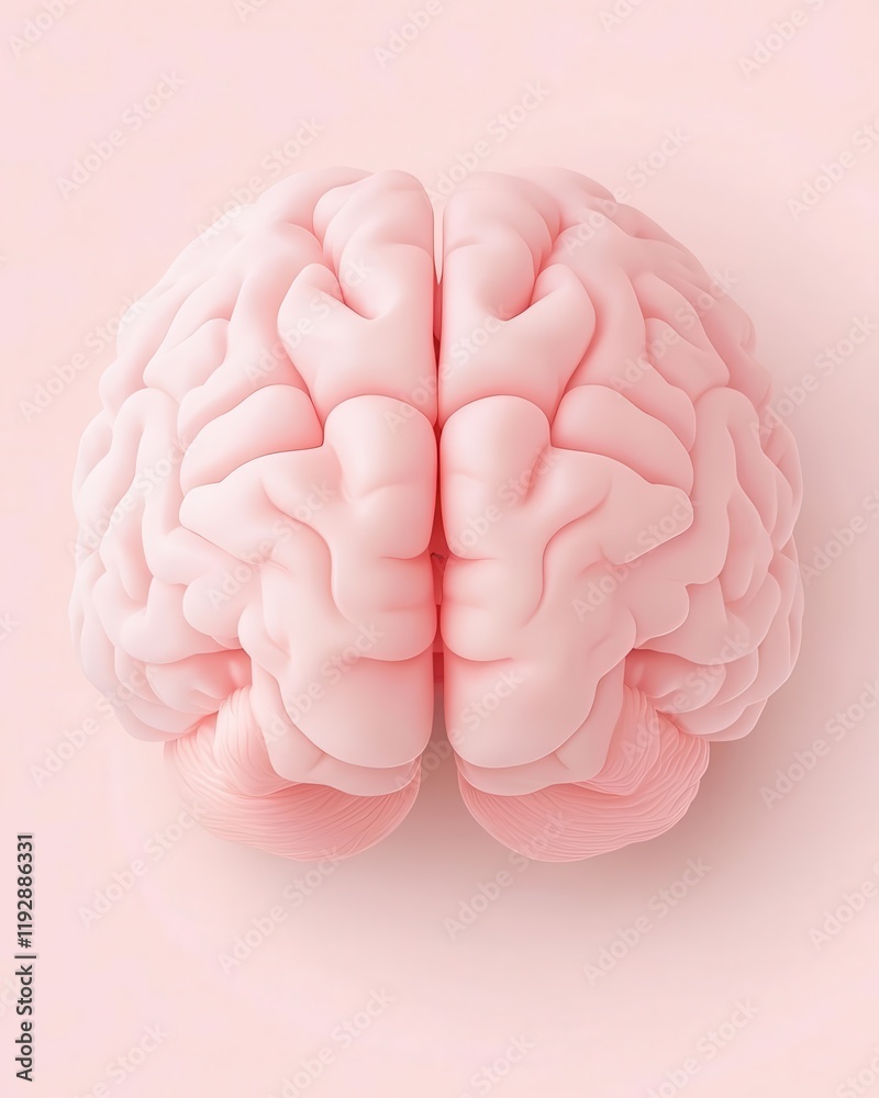 Realistic diagram of the brain highlighting the frontal lobe, abstract ...