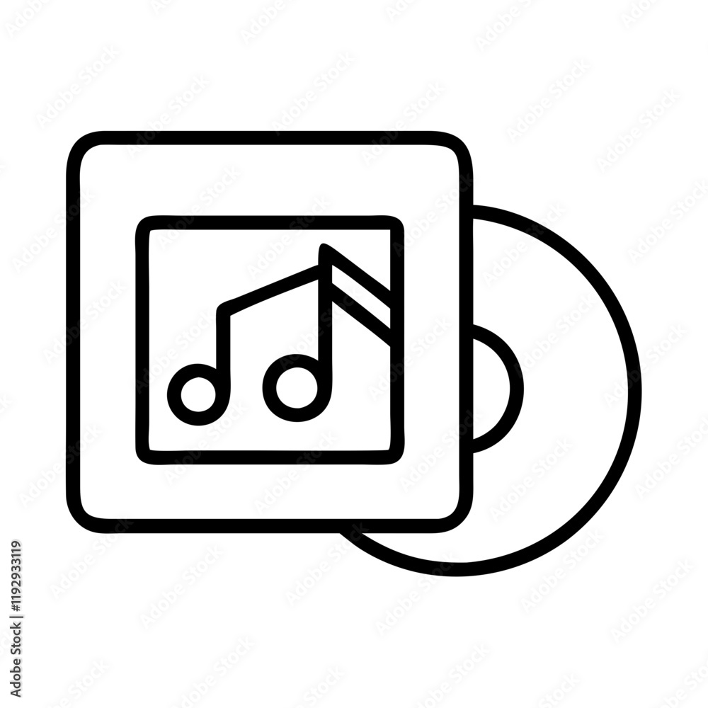 music album cover icon, music album cover line art - simple line art of ...