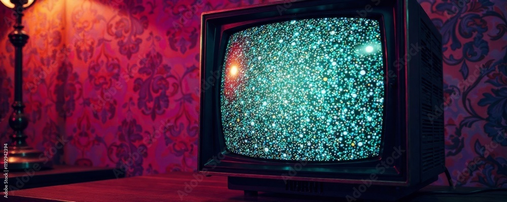 TV static pattern overlay with speckled noise and vintage grayscale ...