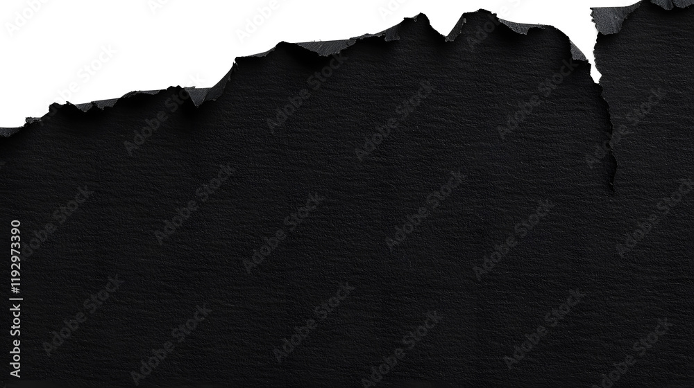 torn black pages with uneven texture edges. set of ripped black paper ...