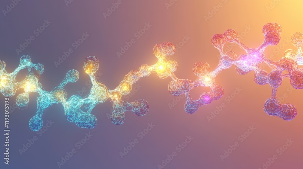 Digital data flow visualized as glowing connections on a gradient ...