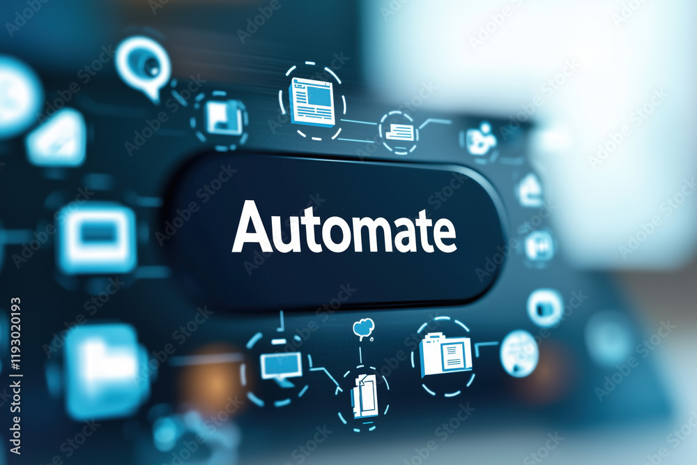 Automate Button Central Clean Digital Interface Icons Task Management ...
