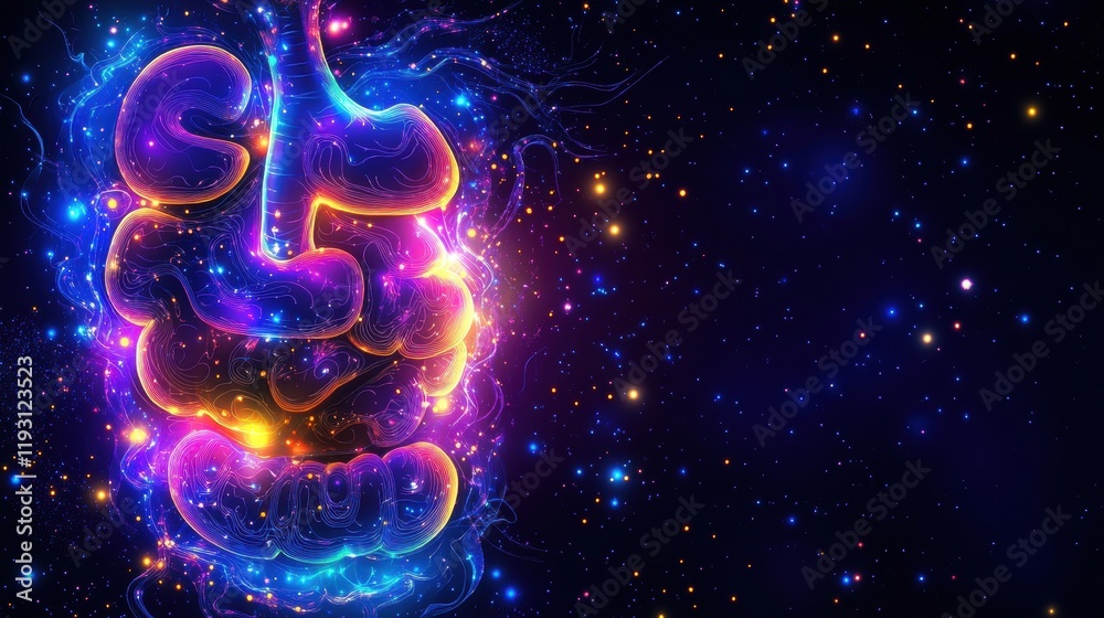 Illustrate Digestive System Organs Educational Space Infographic Cosmic ...