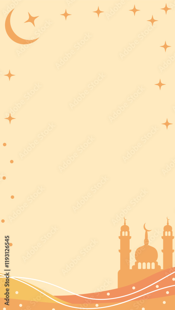 Ramadan theme vertical background. Yellow ramadan kareem banner with ...