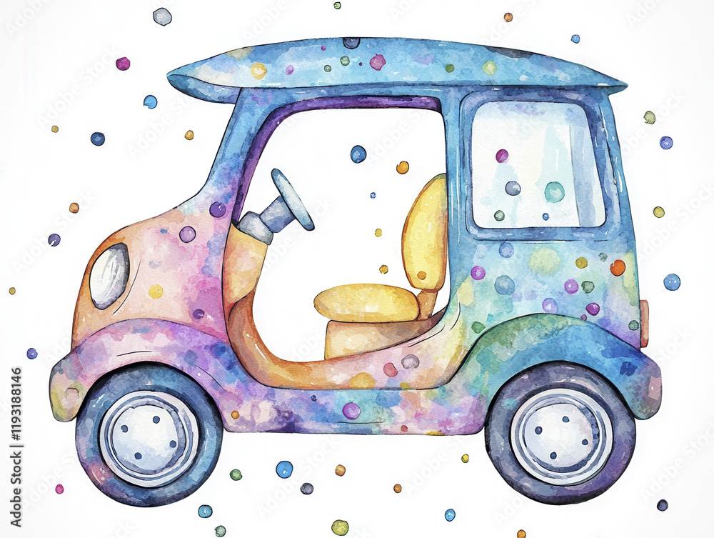 colorful, whimsical electric vehicle design with playful aesthetic ...