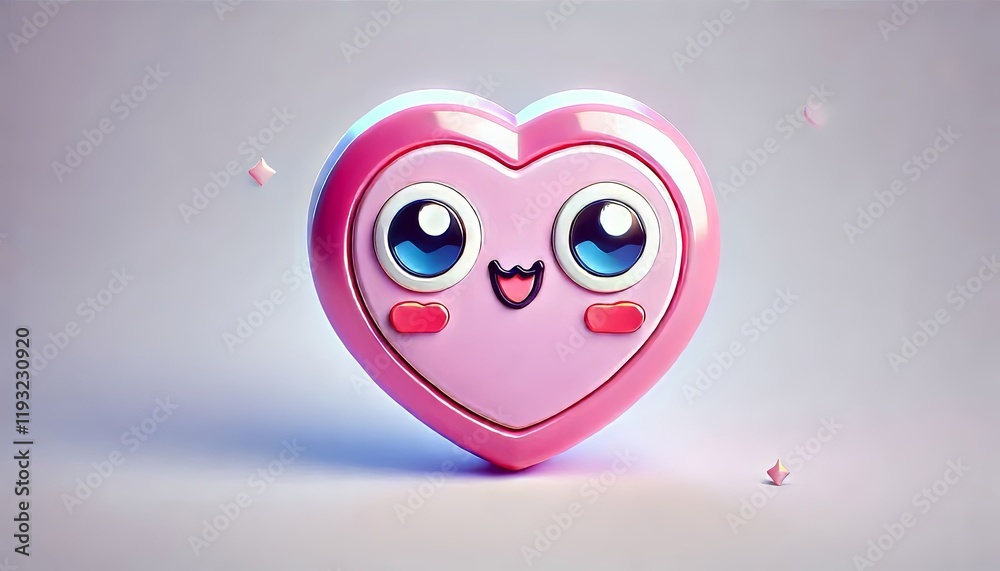 smooth d icon render with rounded edges raytracing of kawaii anime ...