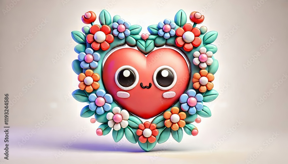 smooth d icon render with rounded edges raytracing of kawaii anime ...