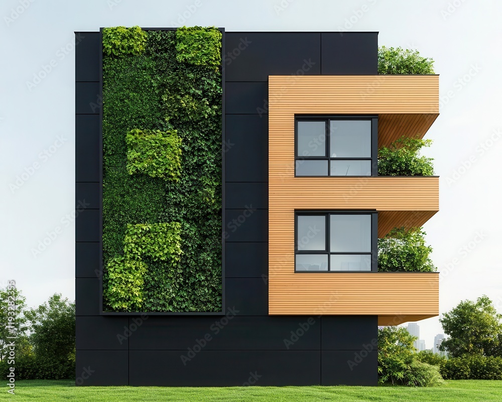 Passive house with green wall and rooftop garden, passive house ...