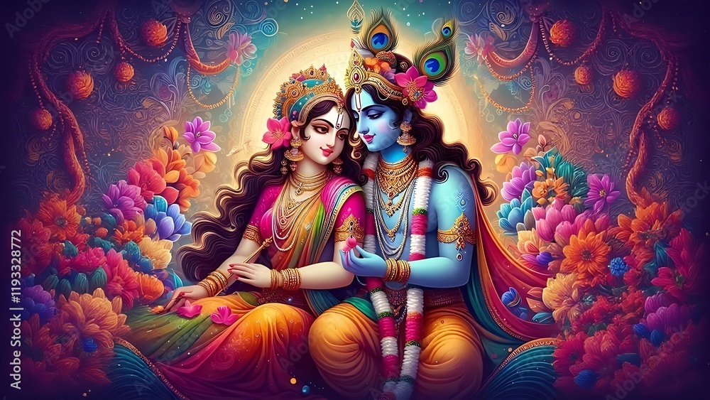 Divine Love of Radha Krishna love . Artwork of Lord Krishna ,divine ...