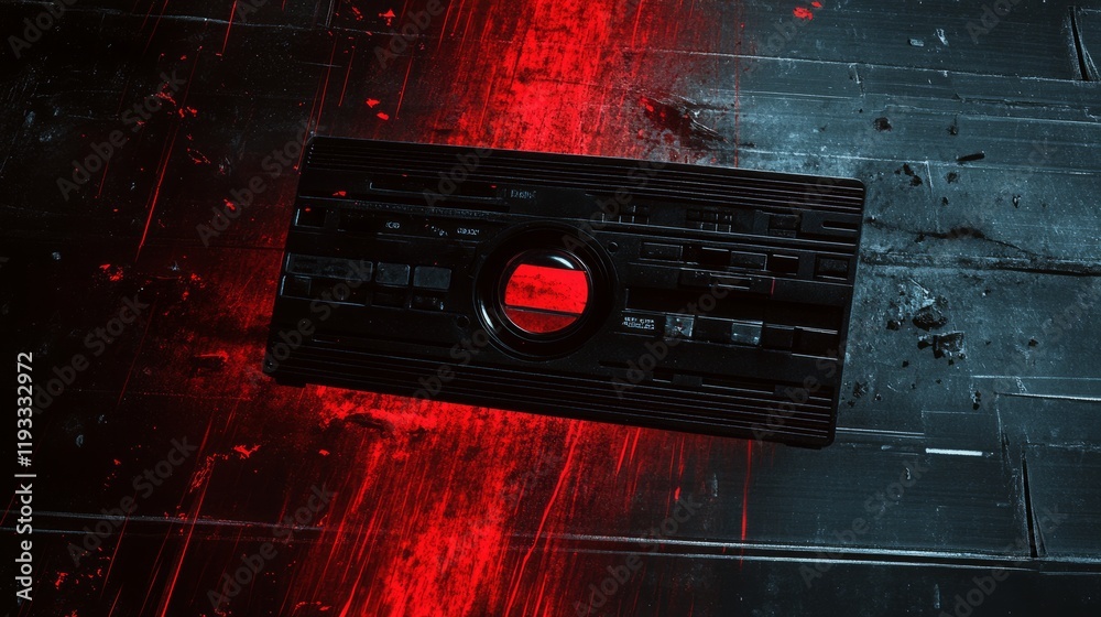 Vintage VHS-style noise texture with red recording indicator and ...