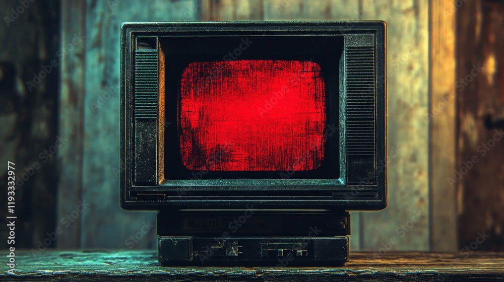 Vintage VHS-style noise texture with red recording indicator and ...