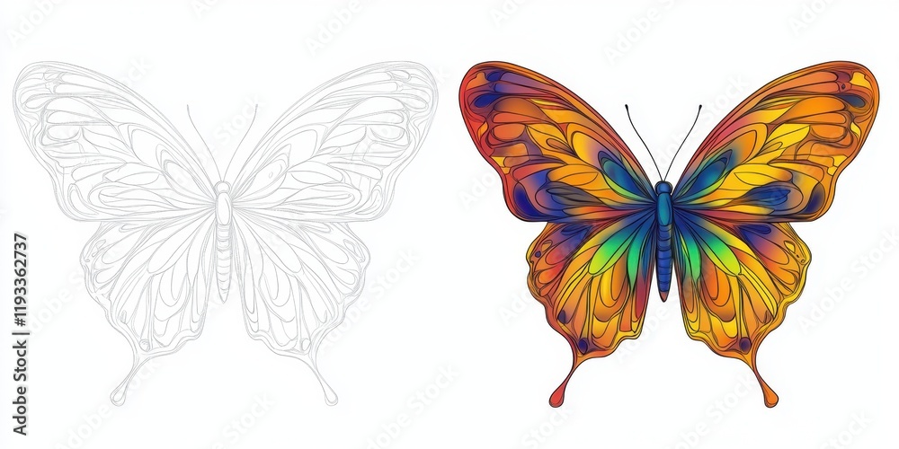 Vibrant butterfly artwork displays detailed patterns and a spectrum of ...