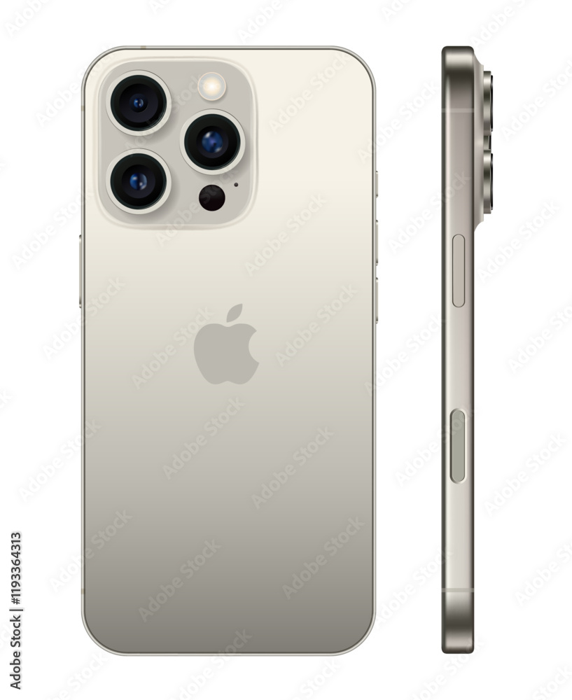 iPhone 16 Pro in Natural Titanium color, on transparent background ...