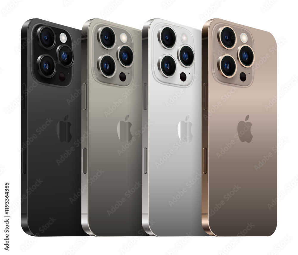 iPhone 16 Pro in official colors, on transparent background, vector ...