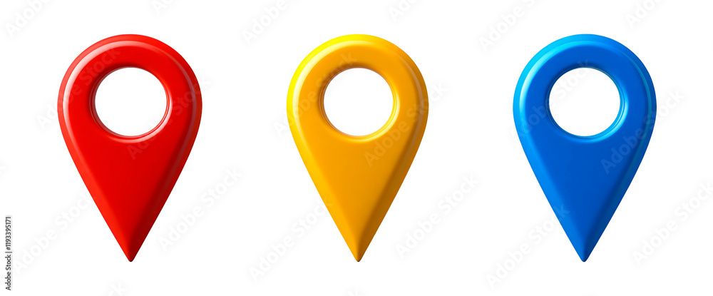 Map pointers, Location mark icons on transparent background Stock Photo ...