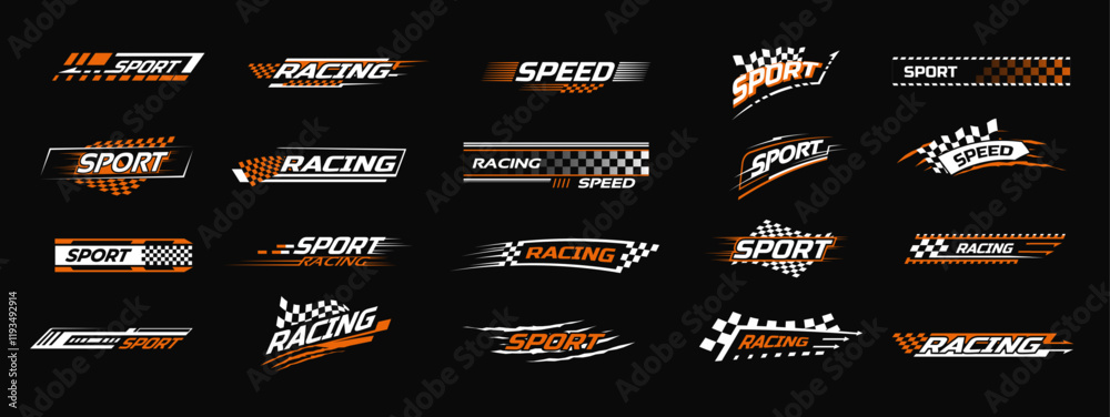 Racing sport decal. Speed sticker stripes, car racing branding with ...