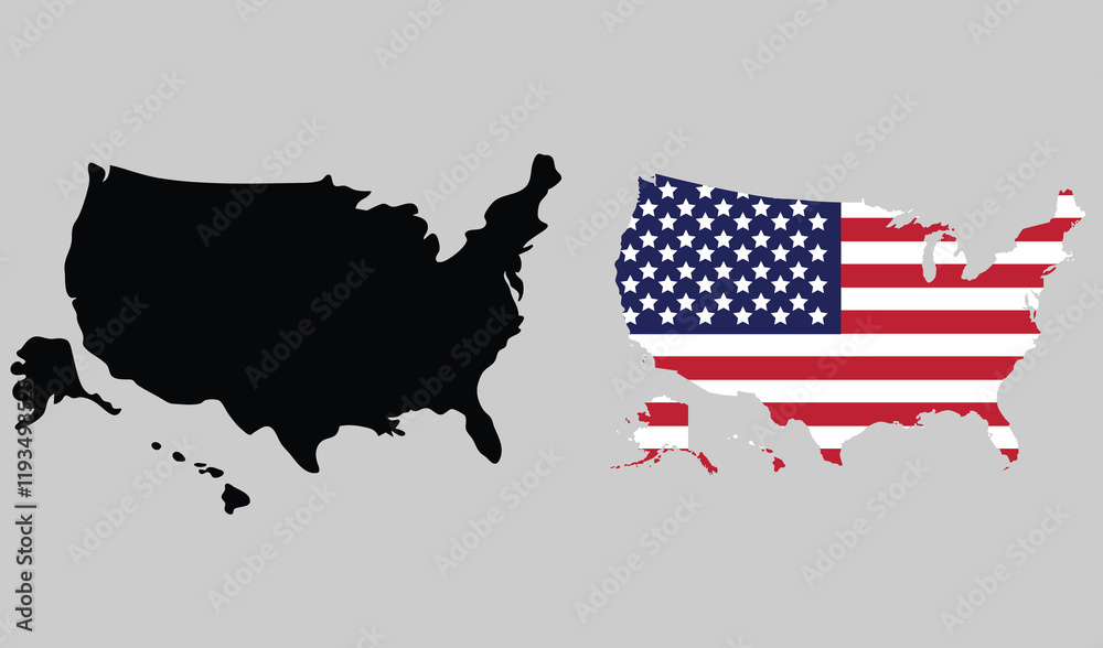 america black map and america official color map is presented alongside ...