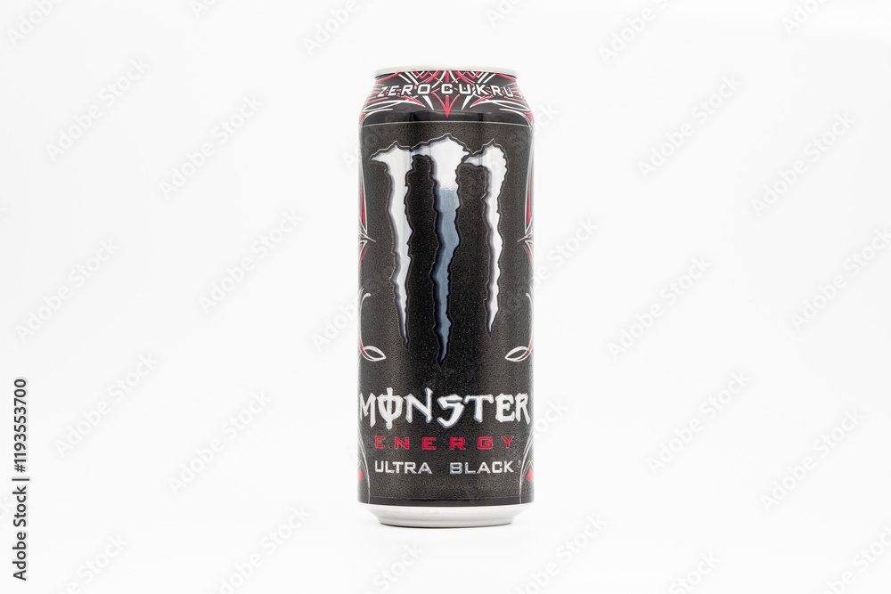DRESDEN, GERMANY - 12. January 2025: Monster Energy Ultra Black ...