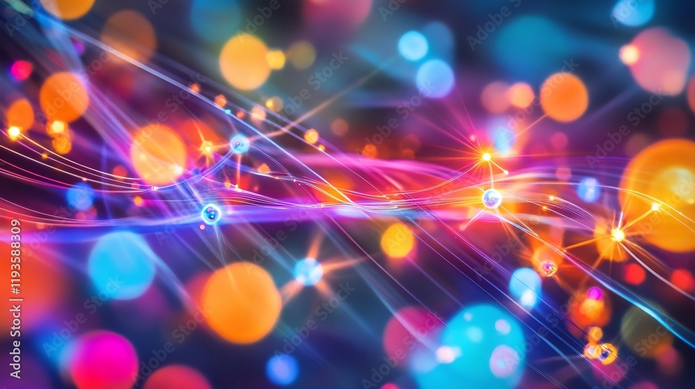 Ilustración de Stock Photons interacting light waves and vibrant ...