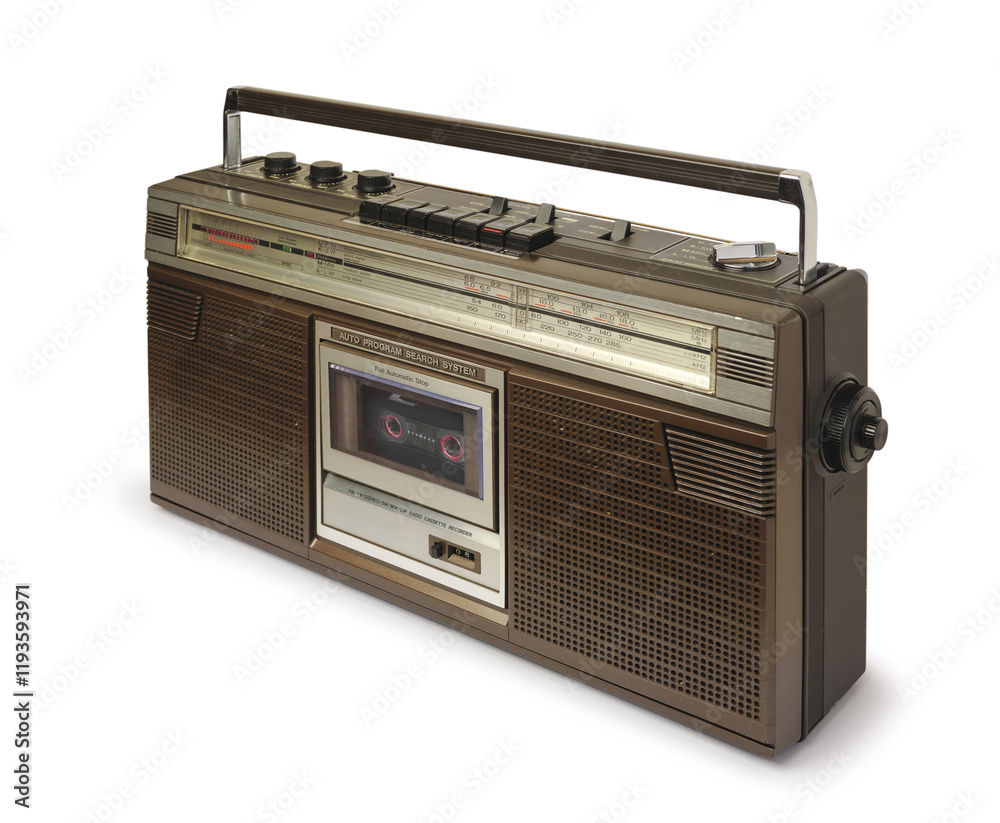 Vintage 1980s Boombox with Cassette Player and Analog Radio Tuner ...