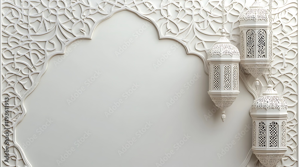 Eid al-Adha Mubarak Islamic Arabic White Background with Geometric ...