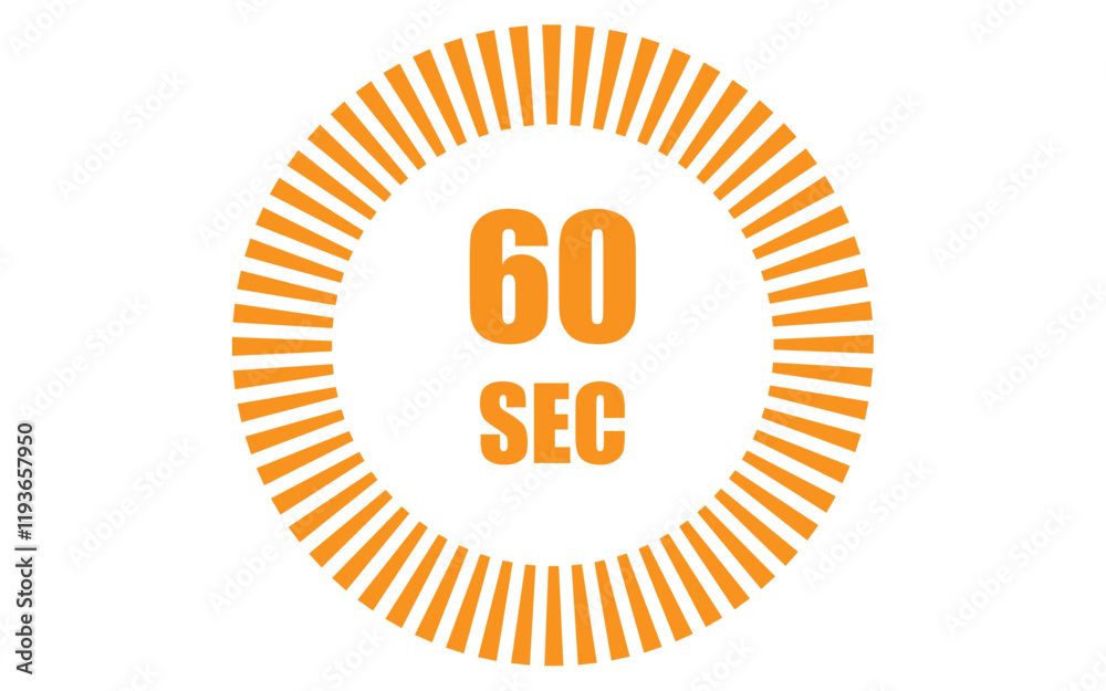 Sixty Second Timer Clock 60 Sec Stopwatch Icon Countdown Time Digital Stop Chronometer Stock