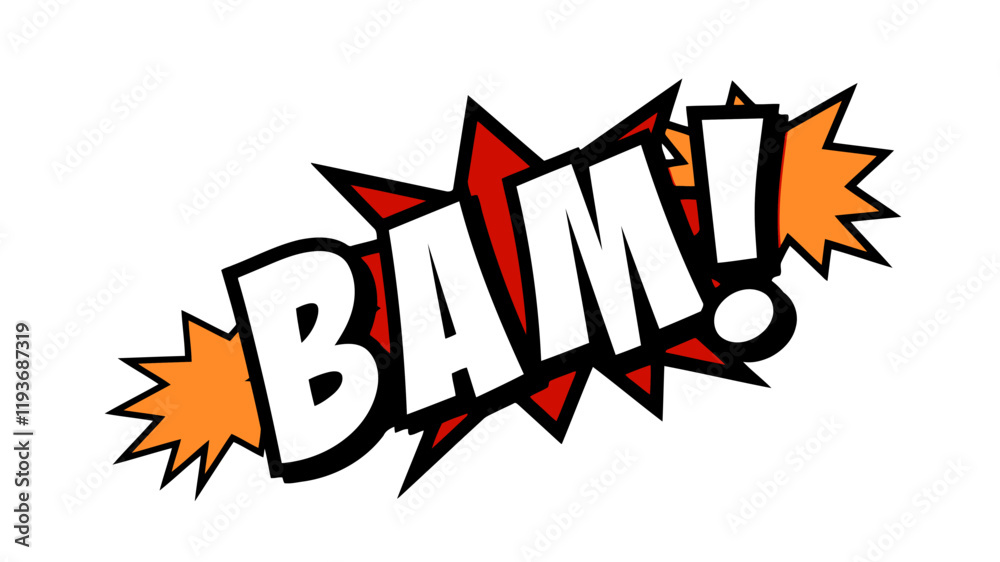 Comic strip speech cartoon with an explosion shape and the word Bam ...